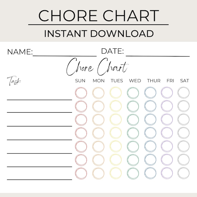 Chore Chart, Chore Chart for Kids, Editable, Daily Tasks, to Do List ...