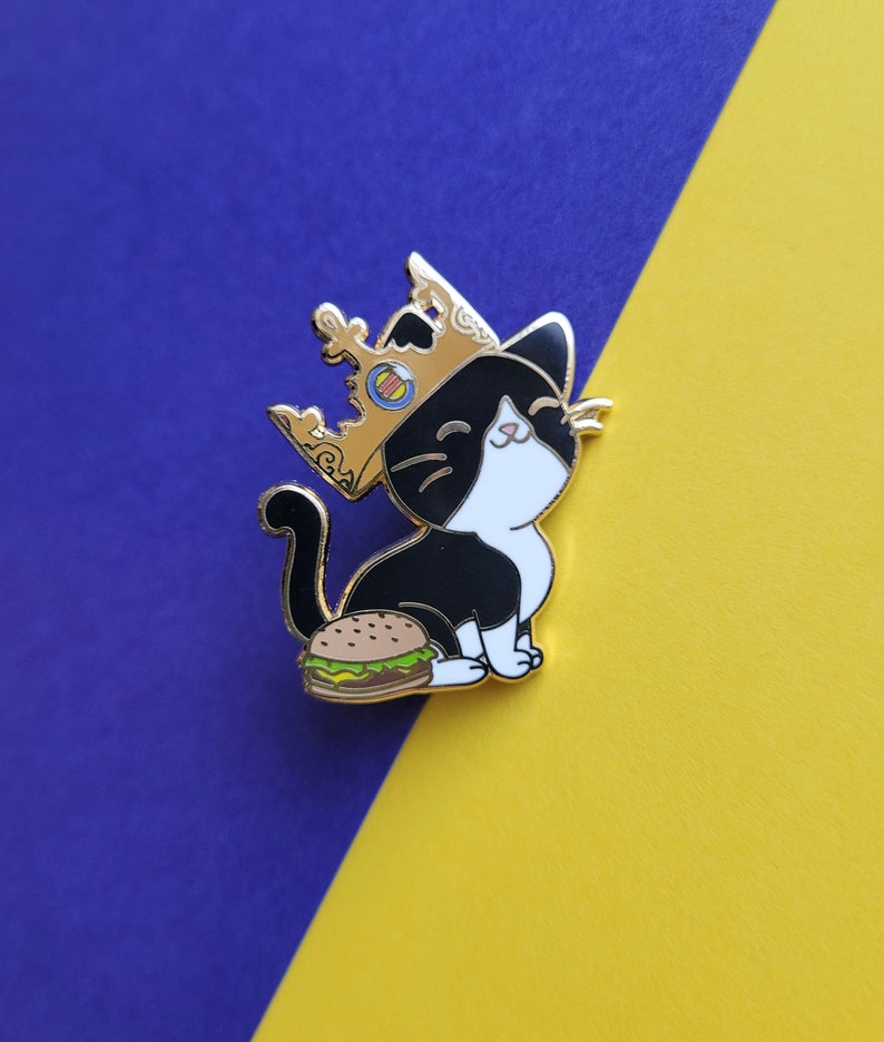 Fast Food Cat Hard Enamel Pin | Burger - Etsy