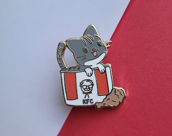 Fast Food Cat Hard Enamel Pin | Burger - Etsy