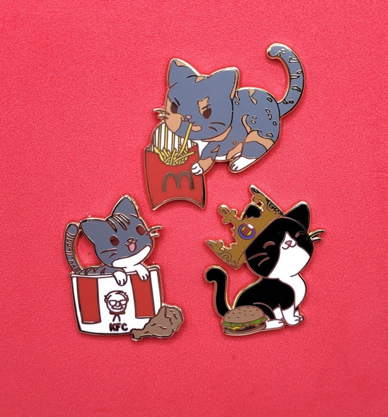 Fast Food Cat Hard Enamel Pin | Burger - Etsy