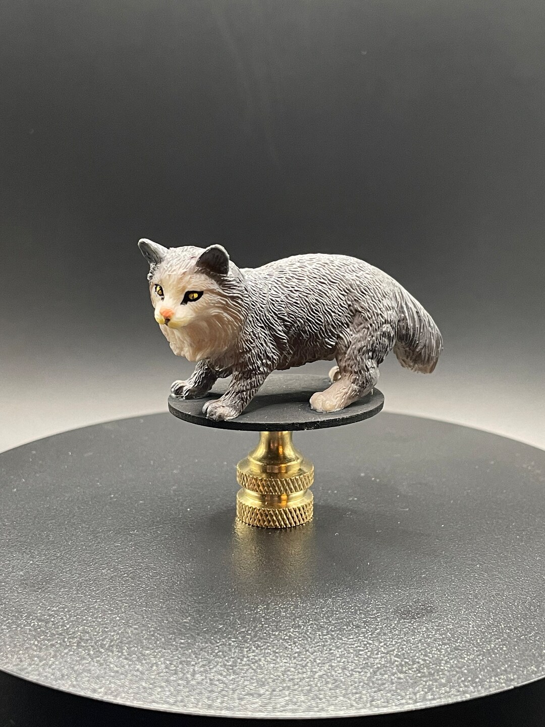 Fluffy Gray Cat Finial - Etsy