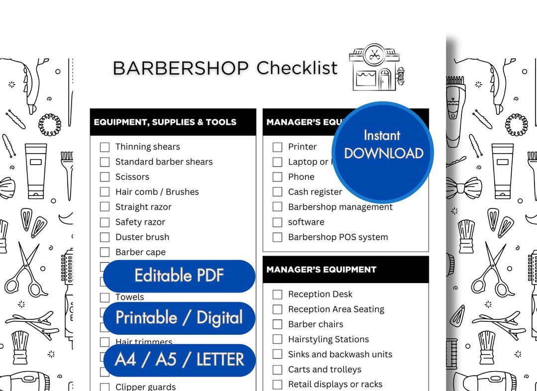 Barber Checklist Barber Shop Checklist Small Business - Etsy