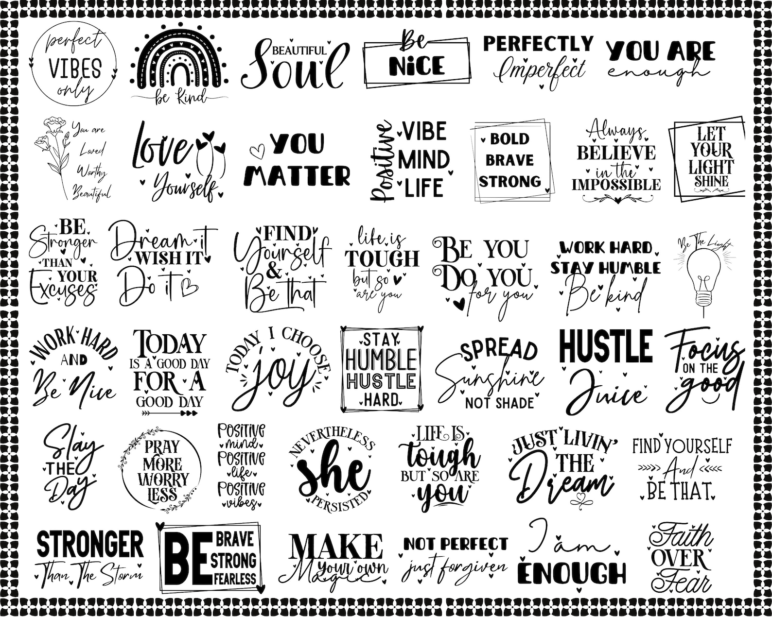 Motivational Svg Bundle, Positive Quote, Saying Svg, Hand Lettered, Svg ...