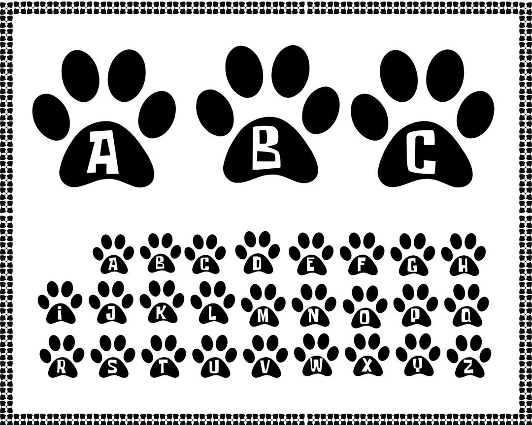 Paw Alphabet and Numbers SVG Cut File Commercial Use Instant - Etsy ...