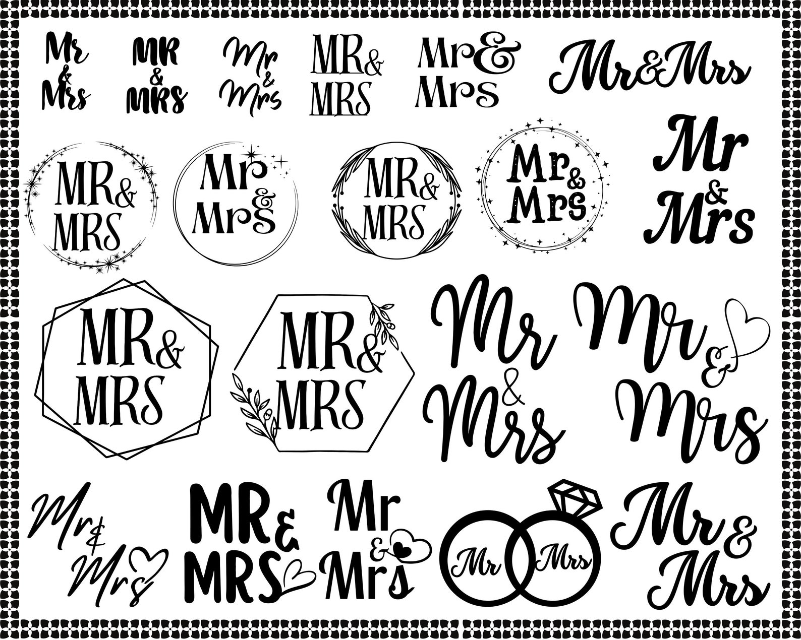 Mr and Mrs SVG Bundle, Mr and Mrs PNG, Mr and Mrs Split Monogram SVG ...
