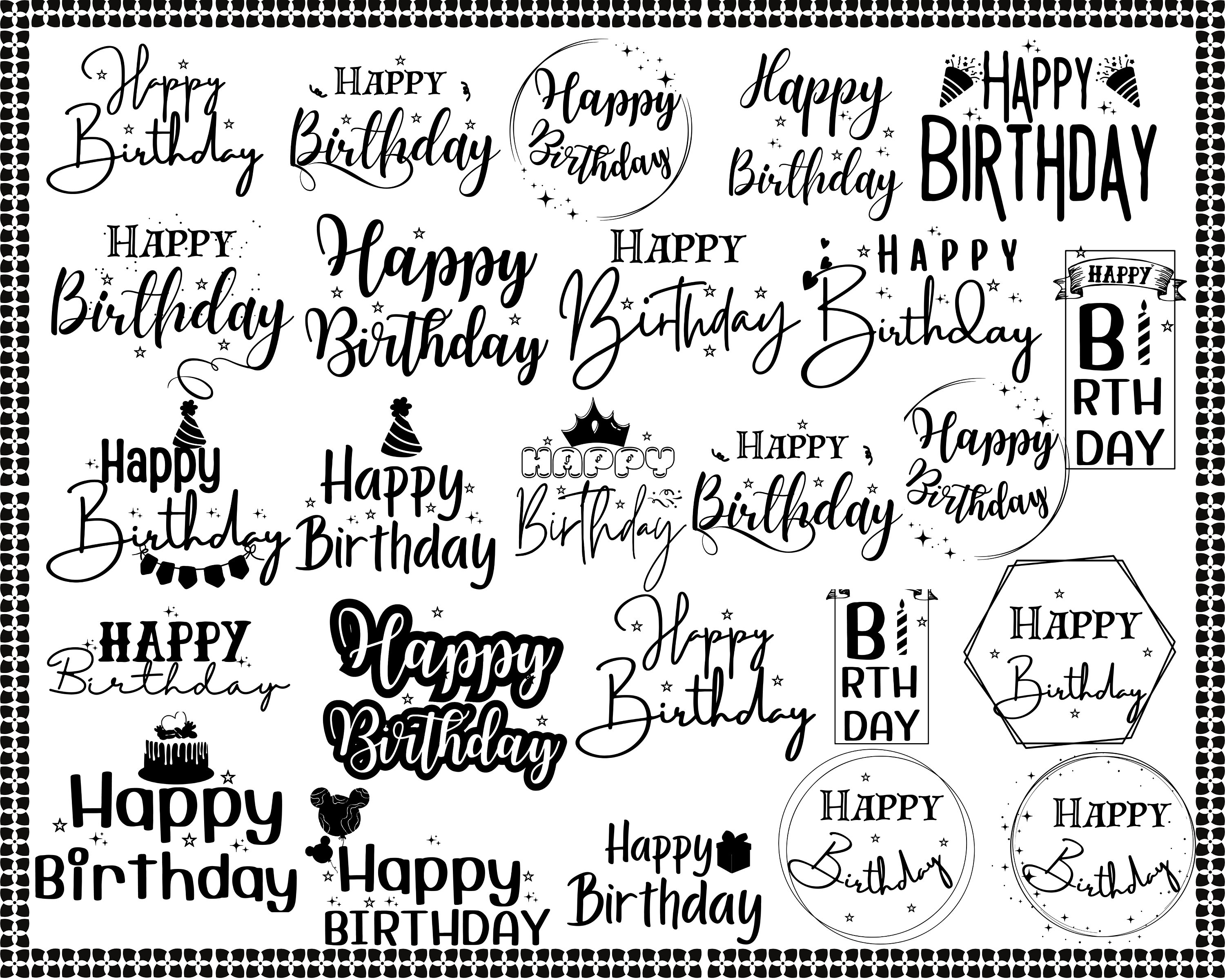 Happy Birthday Svg Bundle Hand Lettered,birthday Svg,birthday Party Svg ...