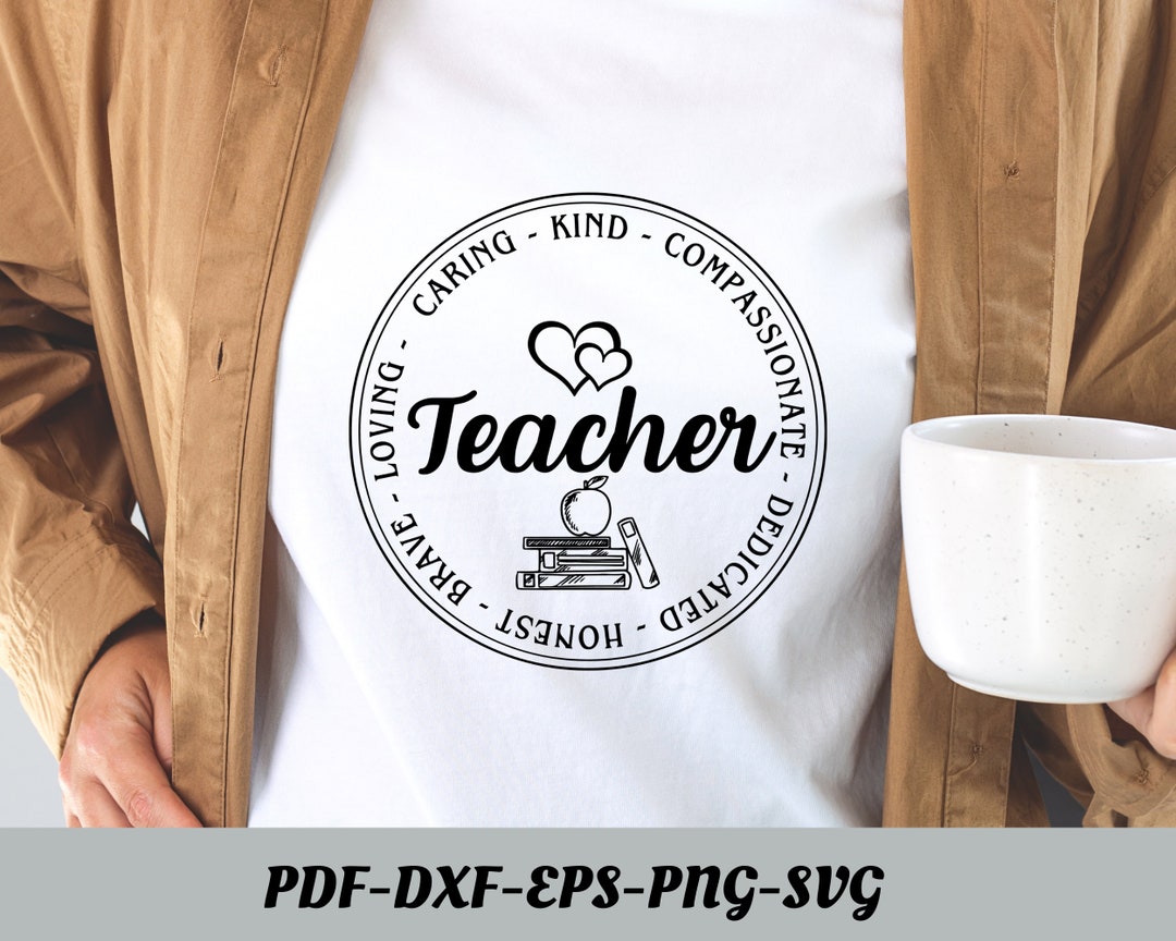 Teacher Loving Kind Dedicated Caring Svg, Teacher Brave Svg, Teacher ...
