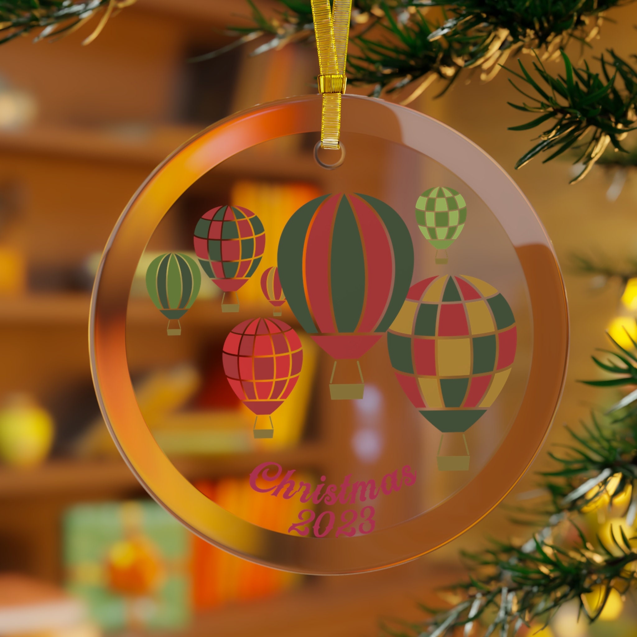 Dated Hot Air Balloon Glass Ornament | Hot Air Balloon Christmas ...