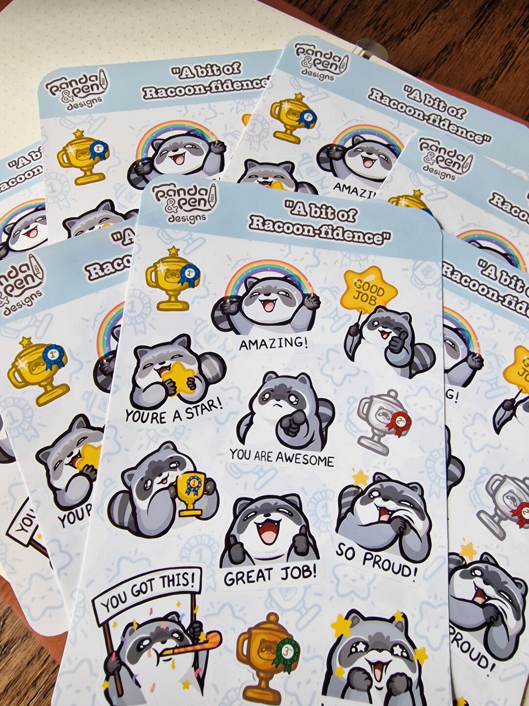 Sticker Sheet Motivational Racoon Stickers for Personal Student or ...