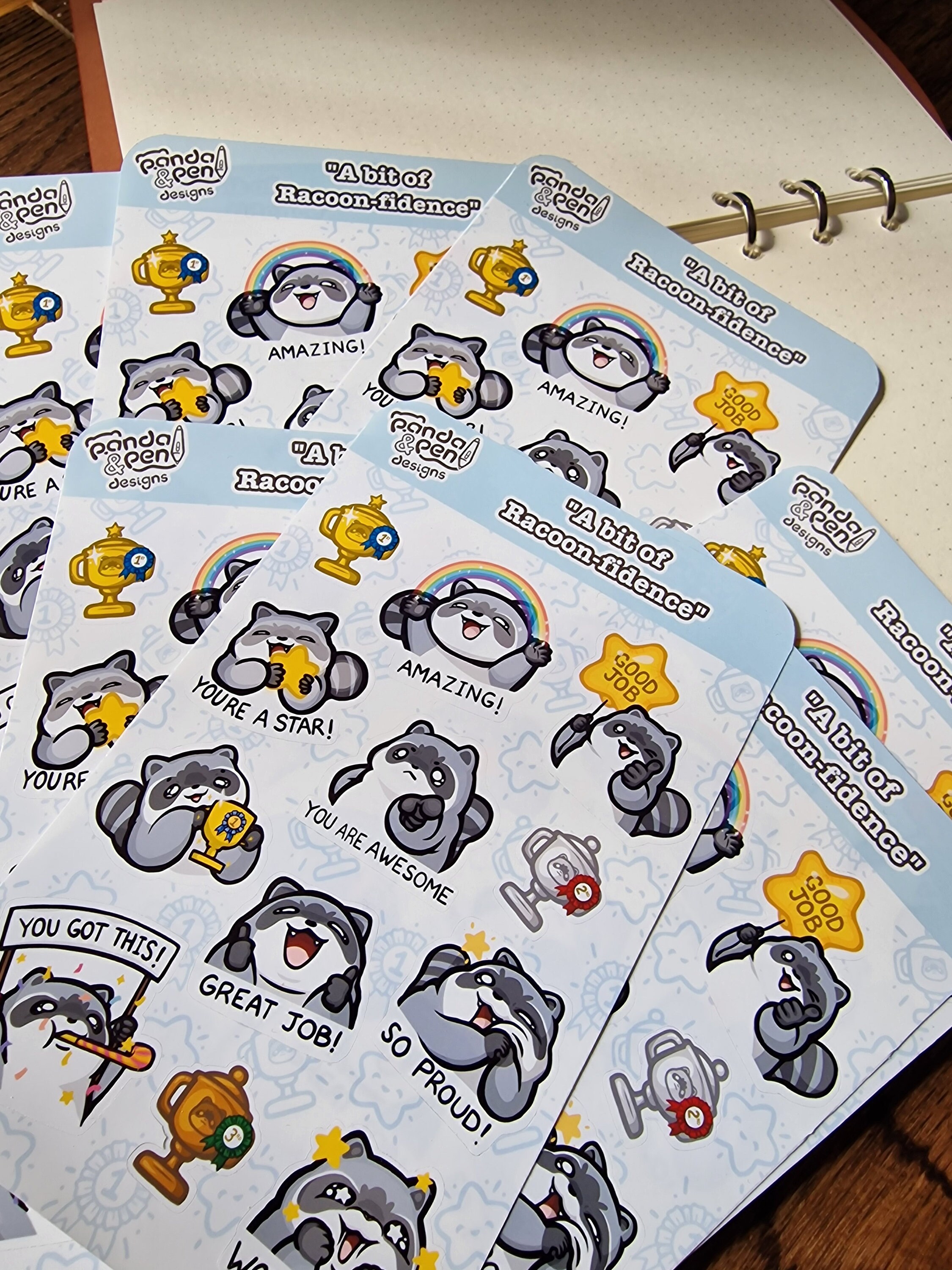 Sticker Sheet Motivational Racoon Stickers for Personal - Etsy