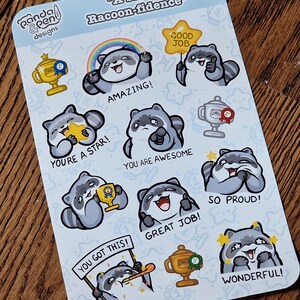 Sticker Sheet Motivational Racoon Stickers for Personal Student or ...