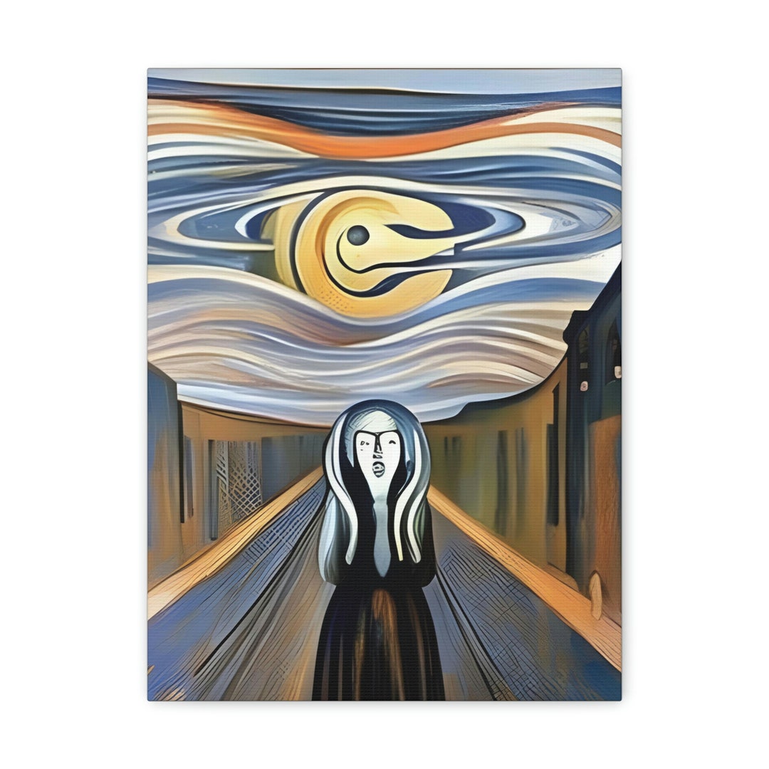 The Scream Modernized, Full Moon Print, Night Sky Portrait, Scream Moon ...