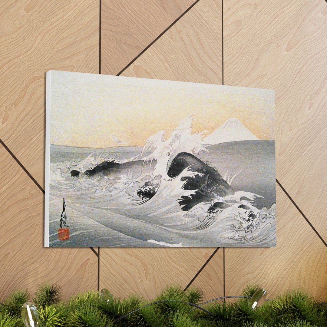 Ogata Gekko Fuji Seen From the Sea, Japanese Ocean Wave Sea Scape Wall ...