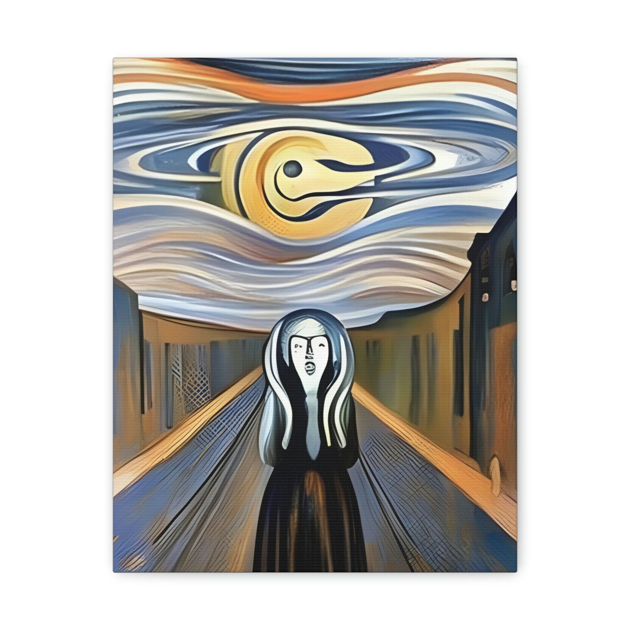 The Scream Modernized, Full Moon Print, Night Sky Portrait, Scream Moon ...