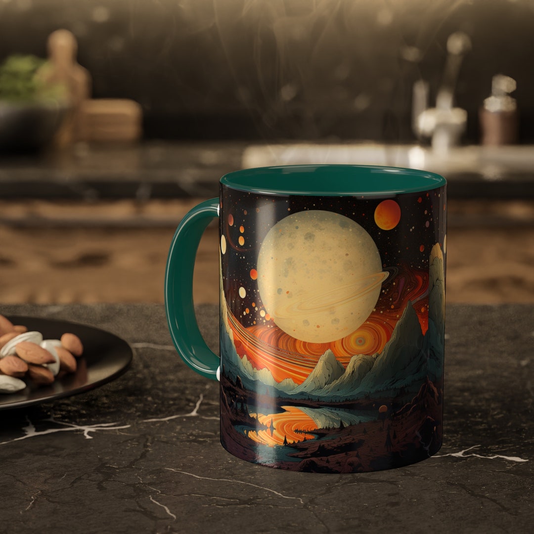 Solar System Moon Coffee Mug, Psychedelic Apocalype Outer Space ...