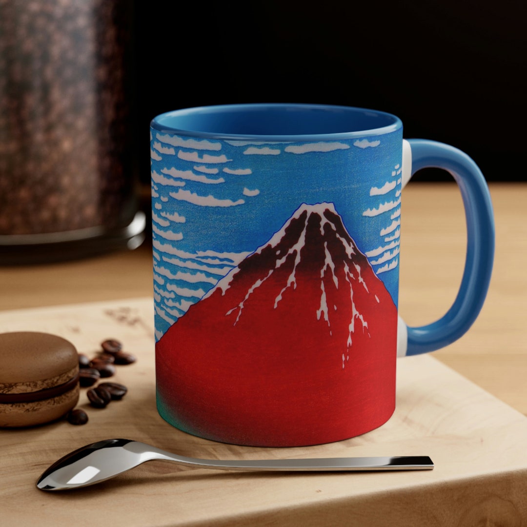 Red Fuji Mountain Mug, Hokusai's Fine Wind Clear Morning, Volcano Gift ...