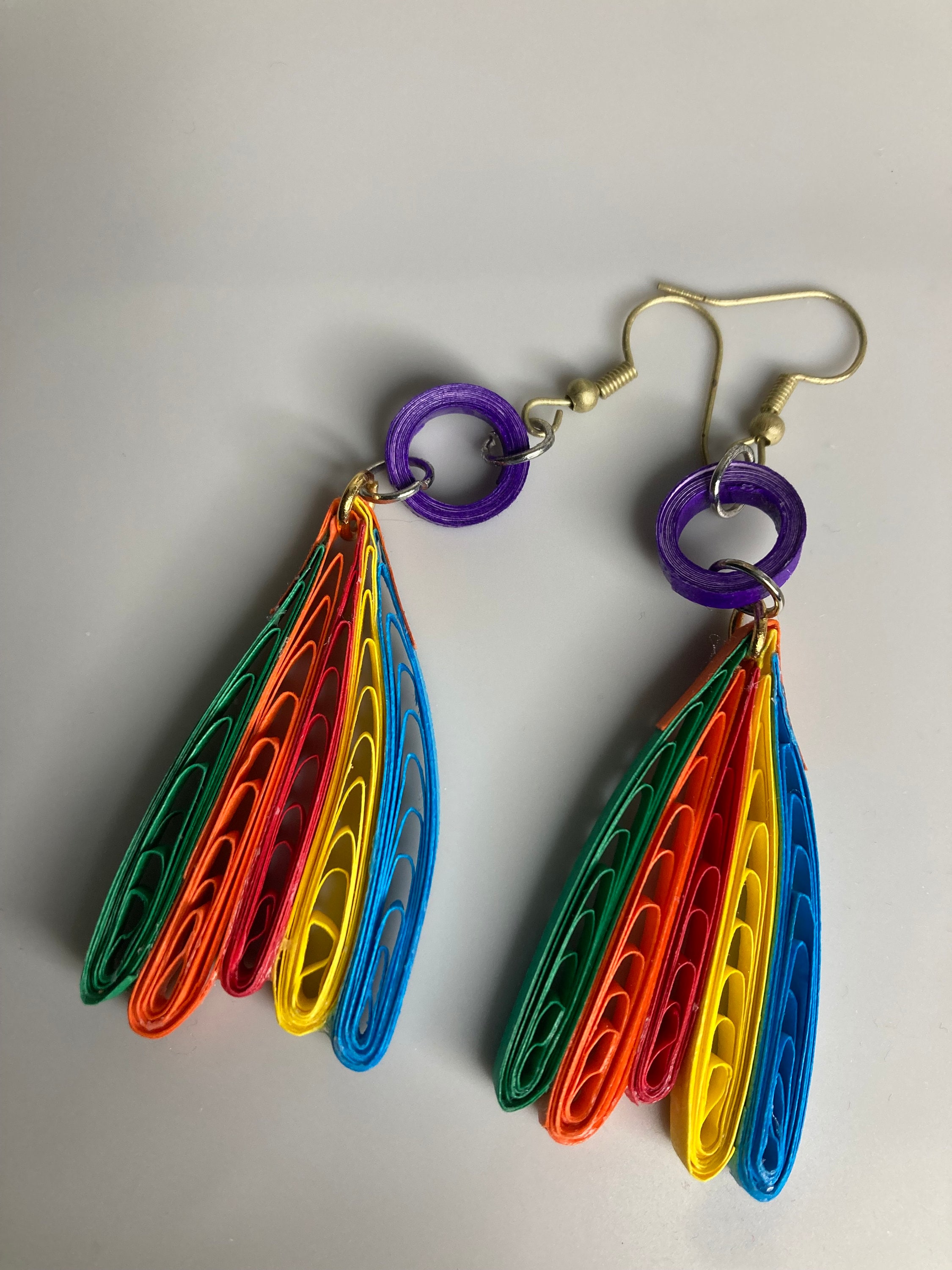 Handmade Pride Month Celebration Earrings - Quilled Paper, Rainbow ...