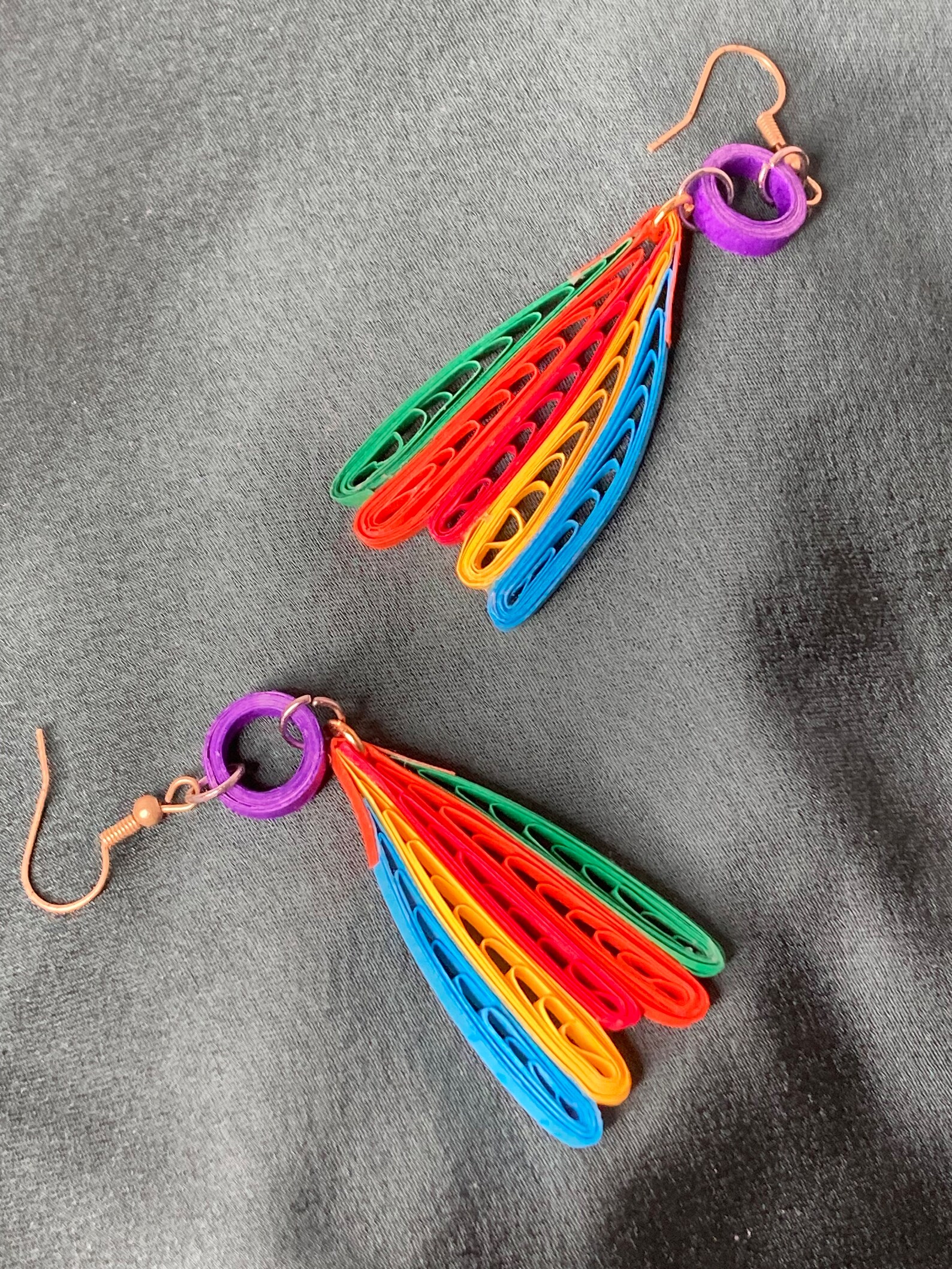 Handmade Pride Month Celebration Earrings - Quilled Paper, Rainbow ...