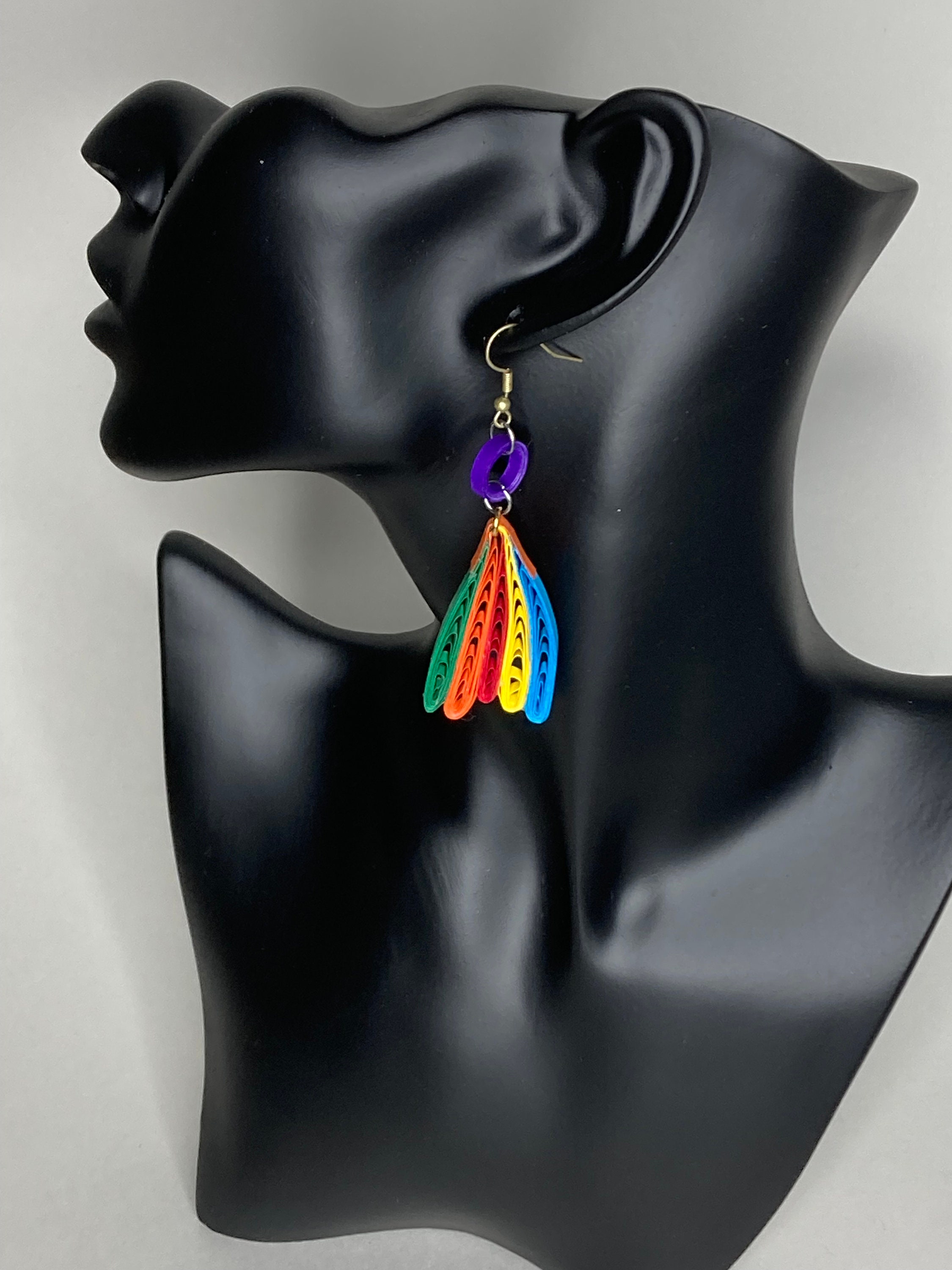 Handmade Pride Month Celebration Earrings - Quilled Paper, Rainbow ...