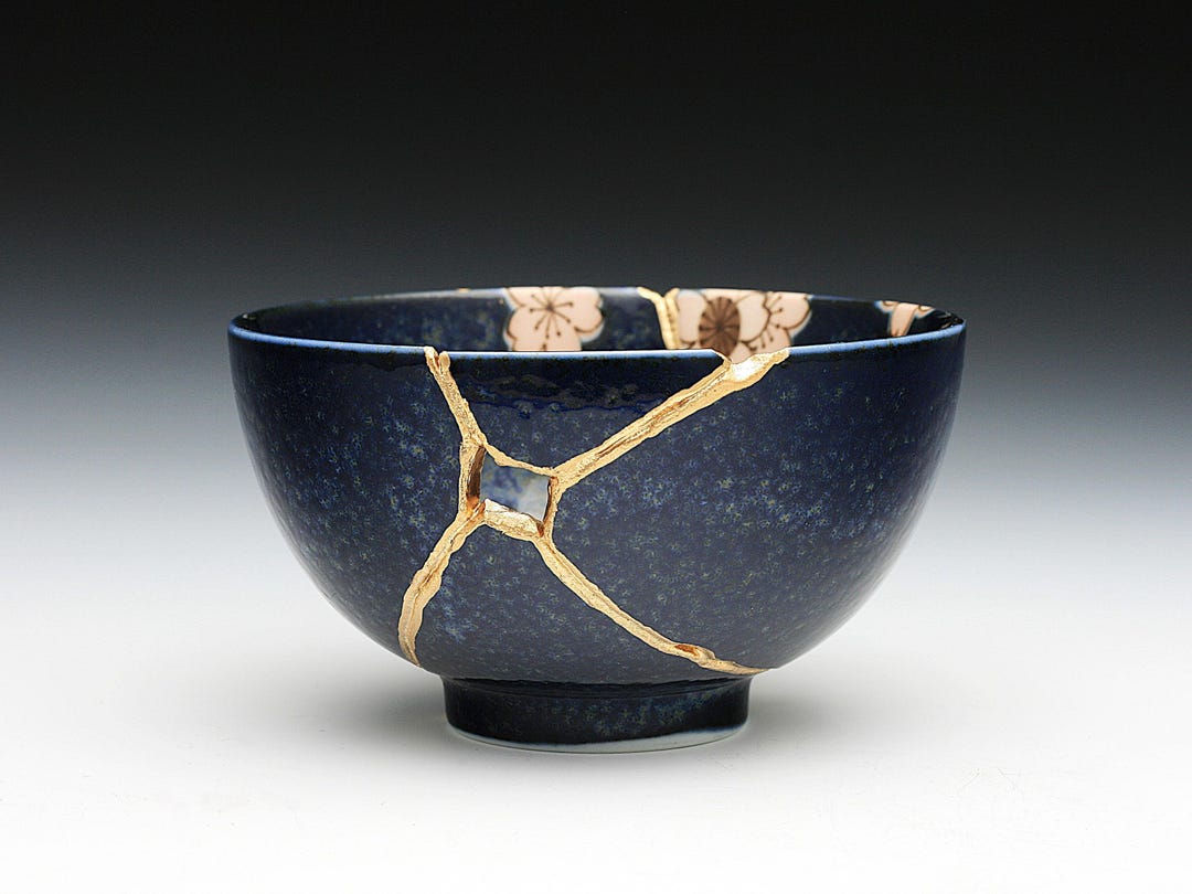 Kintsugi Bowl, Blue Kintsugi Bowl, 10th Anniversary Gift, Key Bowl, 6th ...