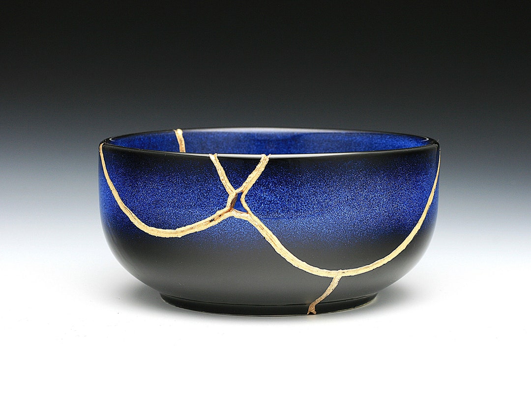 Kintsugi, Large Blue Kintsugi Bowl, Kintsugi Pottery, Kintsugi Gifts ...
