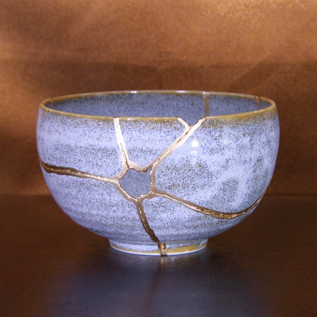 Kintsugi Bowl, Kintsugi Pottery, Gray Kintsugi Bowl, Handmade Gift ...