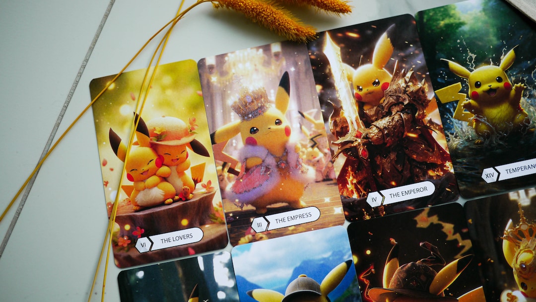 Pokemon Tarot Cards, Pokemon Arcana Tarot Deck, Pikachu 22 Cards Major ...