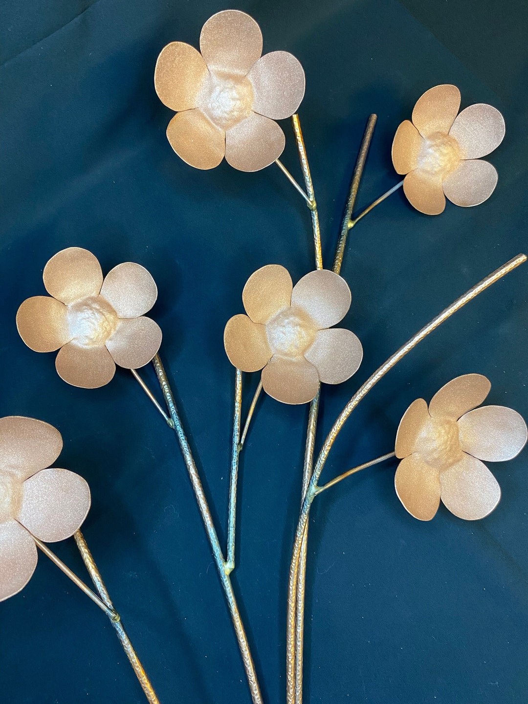 Copper Flowering Branch With 6 Copper Flowers Wall Art - Etsy