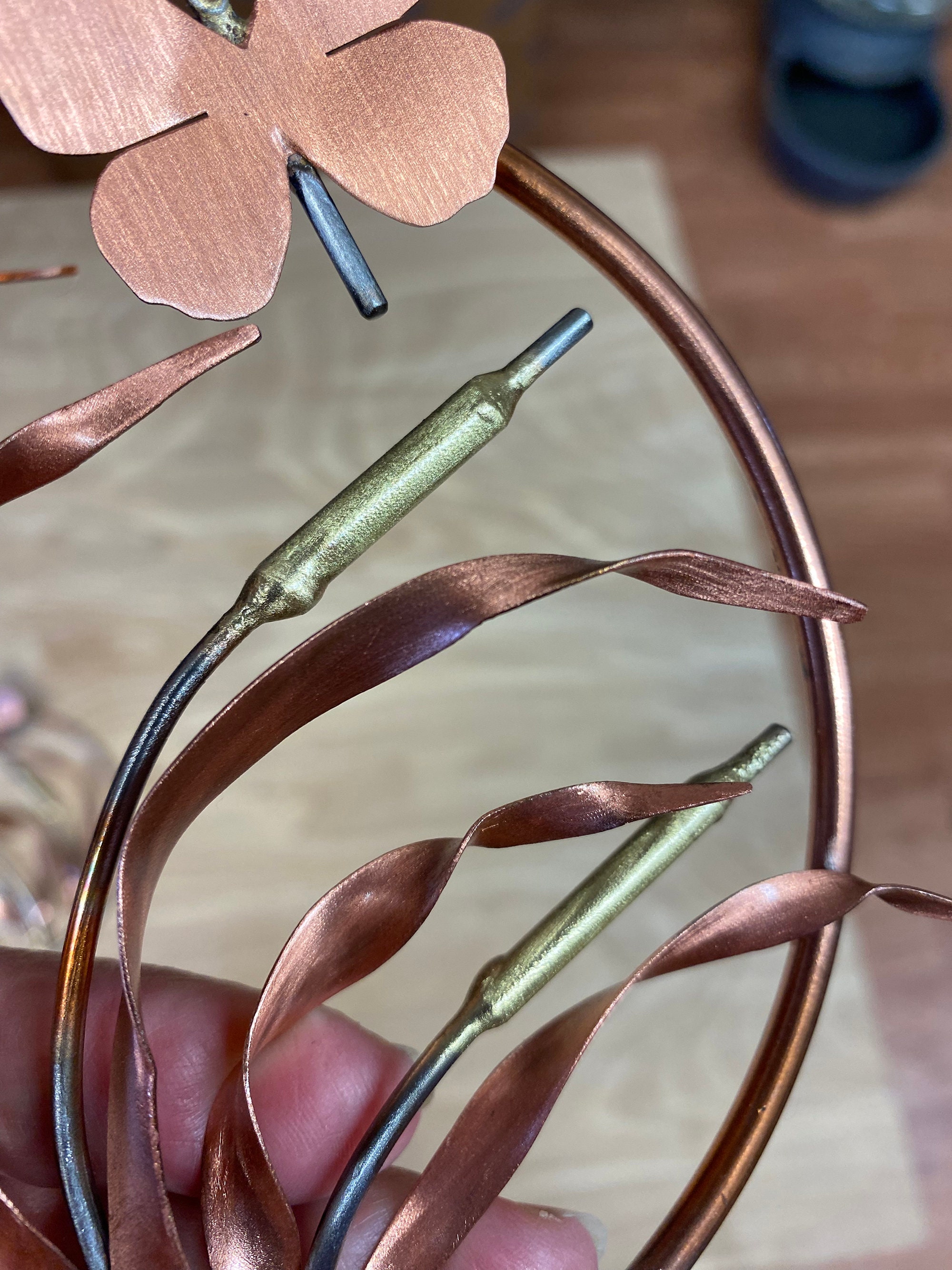 Copper Cattail Butterfly Wall Art Cattail Decor Copper Anniversary Gift ...