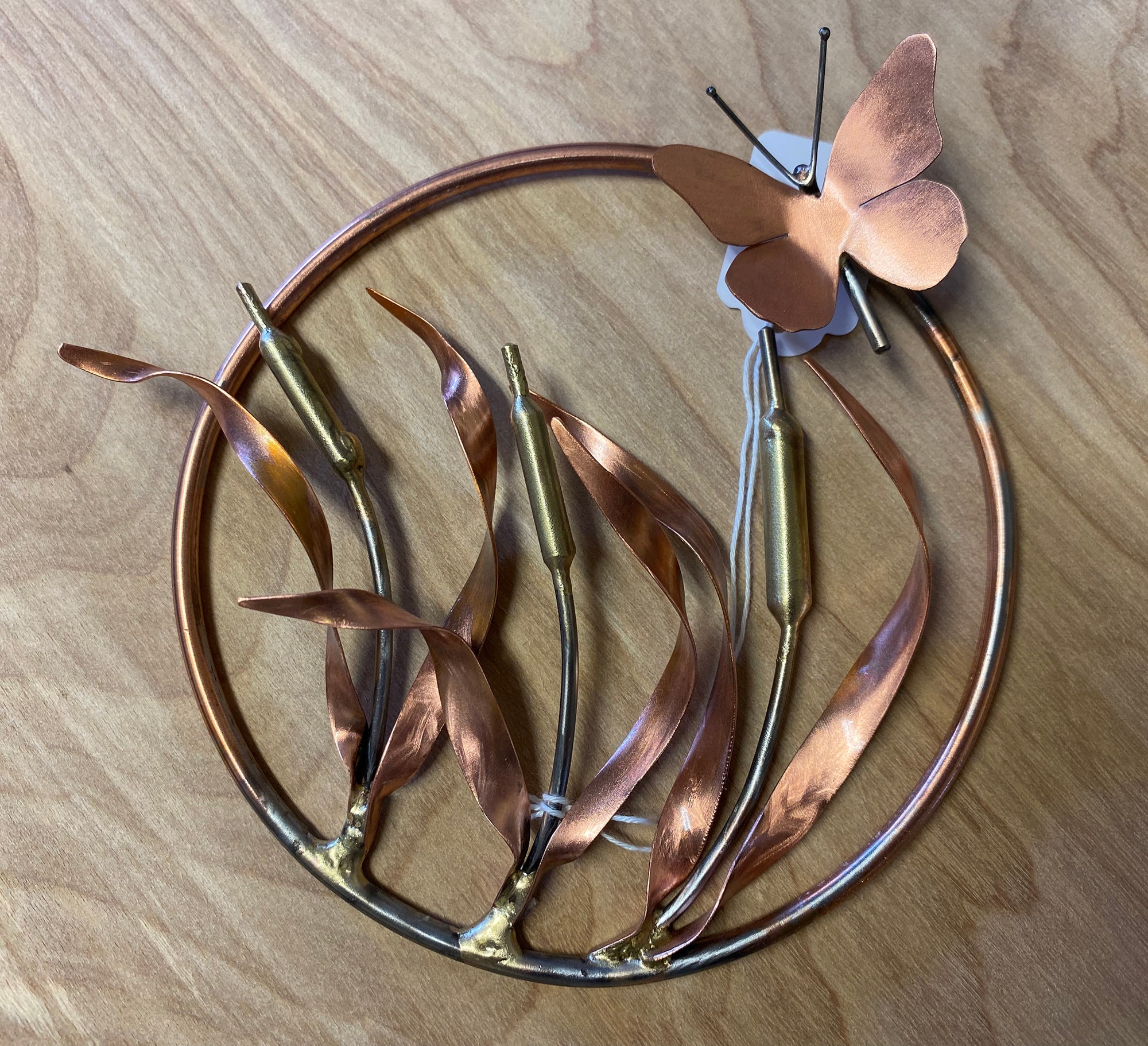 Copper Cattail Butterfly Wall Art Cattail Decor Copper Anniversary Gift ...