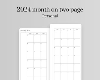 2024 Dated Month on 2 Pages Half Letter Junior Planner Printable ...