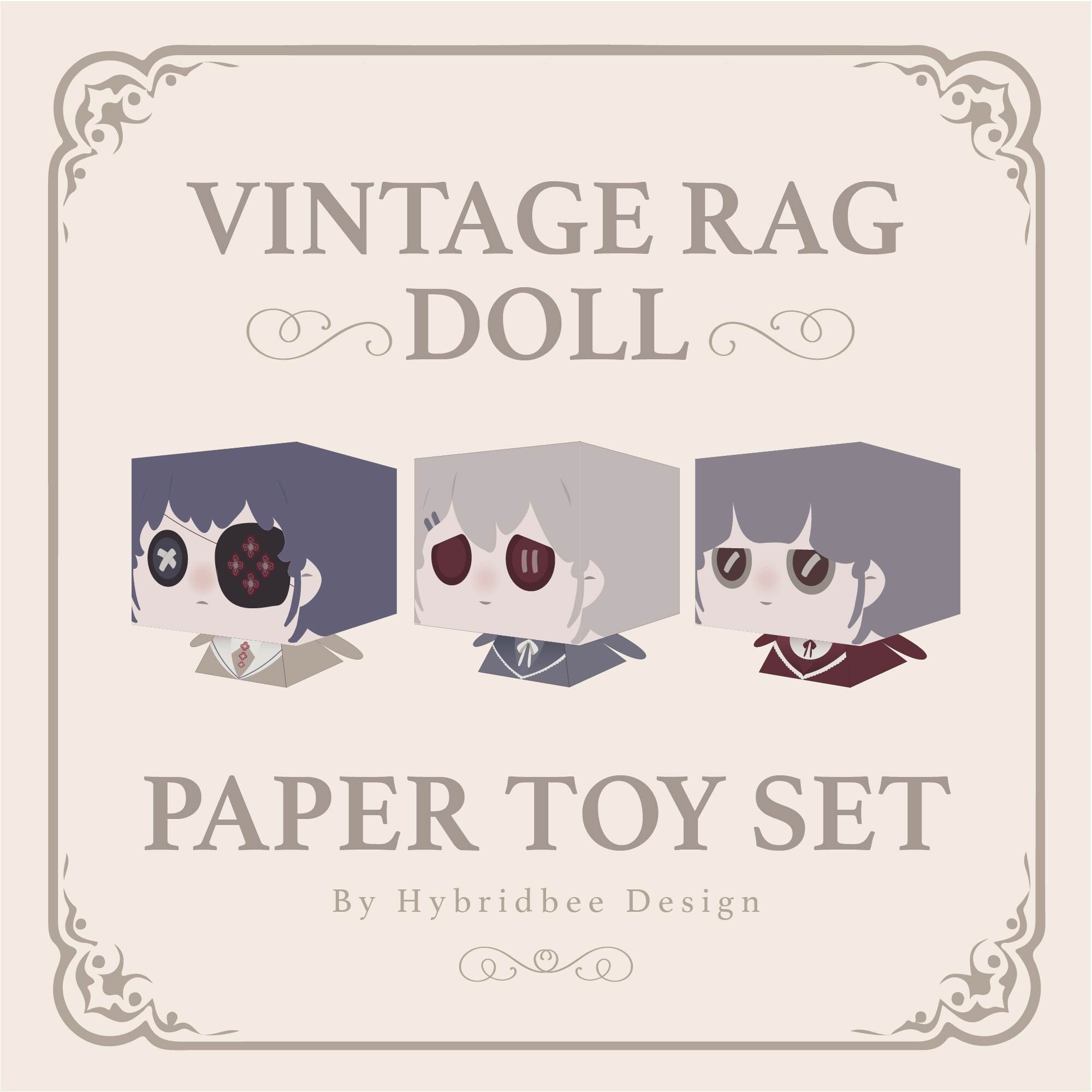 DIY Printable Cutout Vintage Rag Dolls Set of 3, DIY Paper Toy, Digital ...