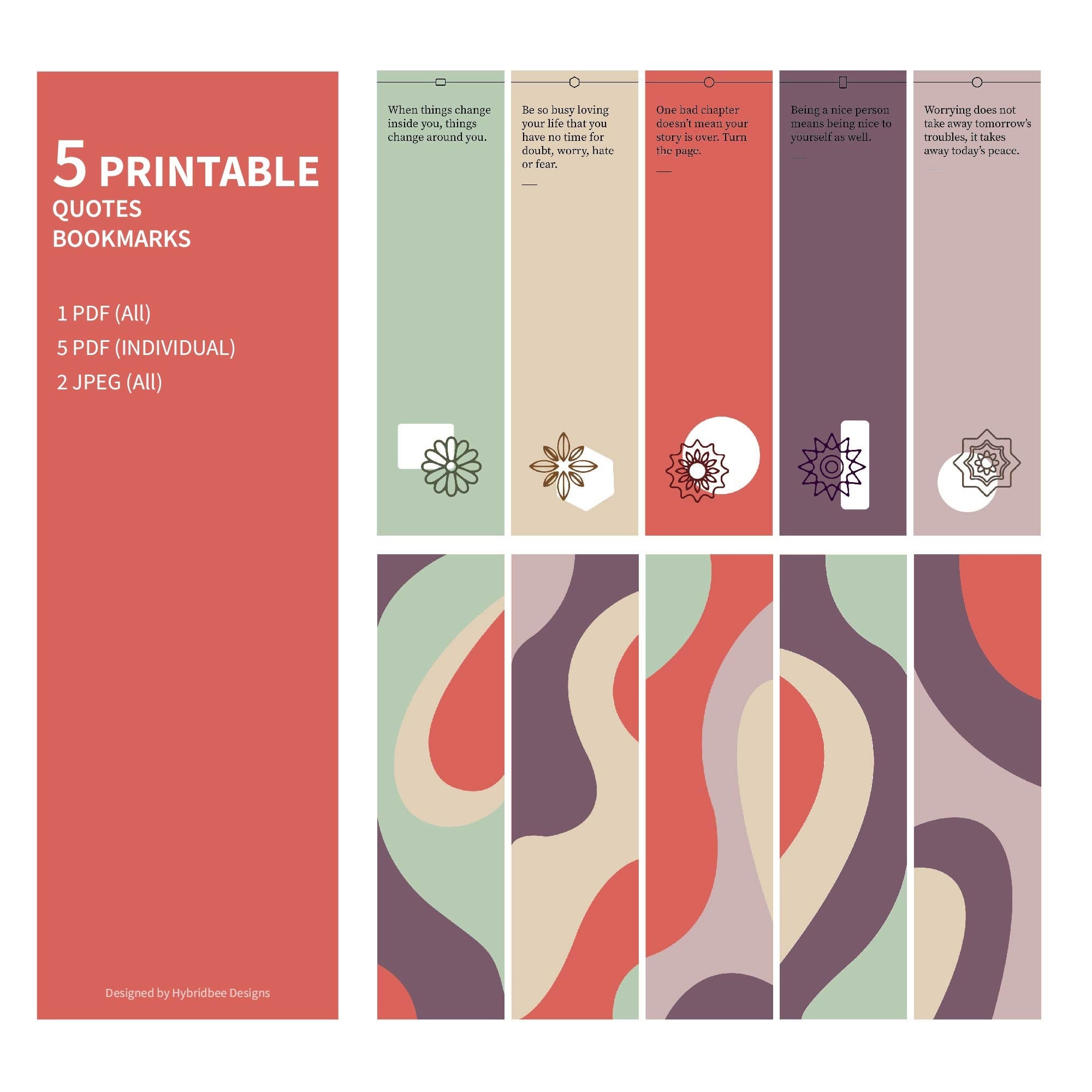 PRINTABLE BOOKMARK SET Inspirational Quotes Neutral Design - Etsy