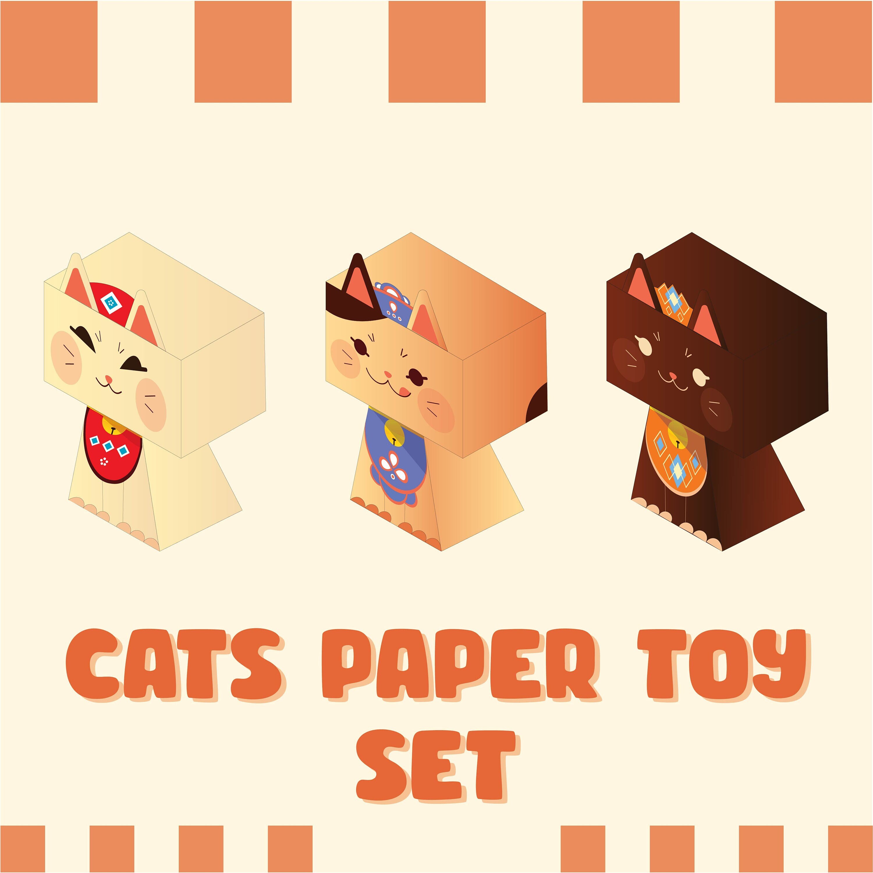 DIY Printable Cutout Cats Set of 3, DIY Paper Toy, Digital Printable ...