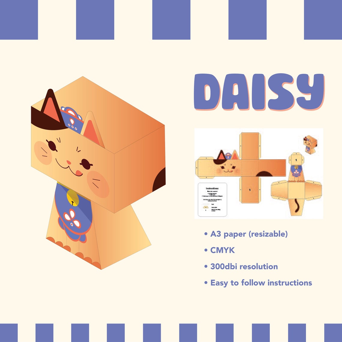 DIY Printable Cutout Cats Set of 3, DIY Paper Toy, Digital Printable ...