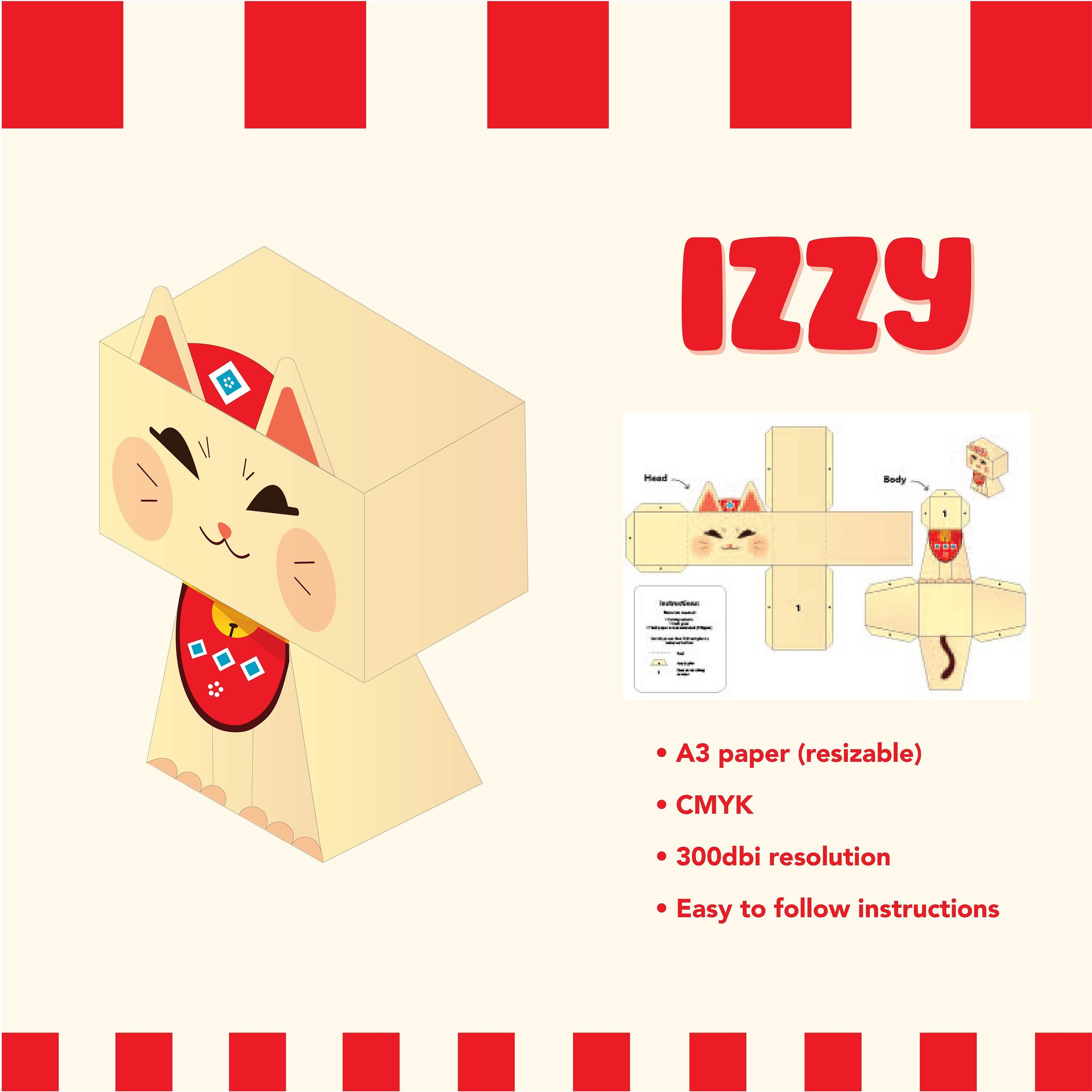 DIY Printable Cutout Cats Set of 3, DIY Paper Toy, Digital Printable ...