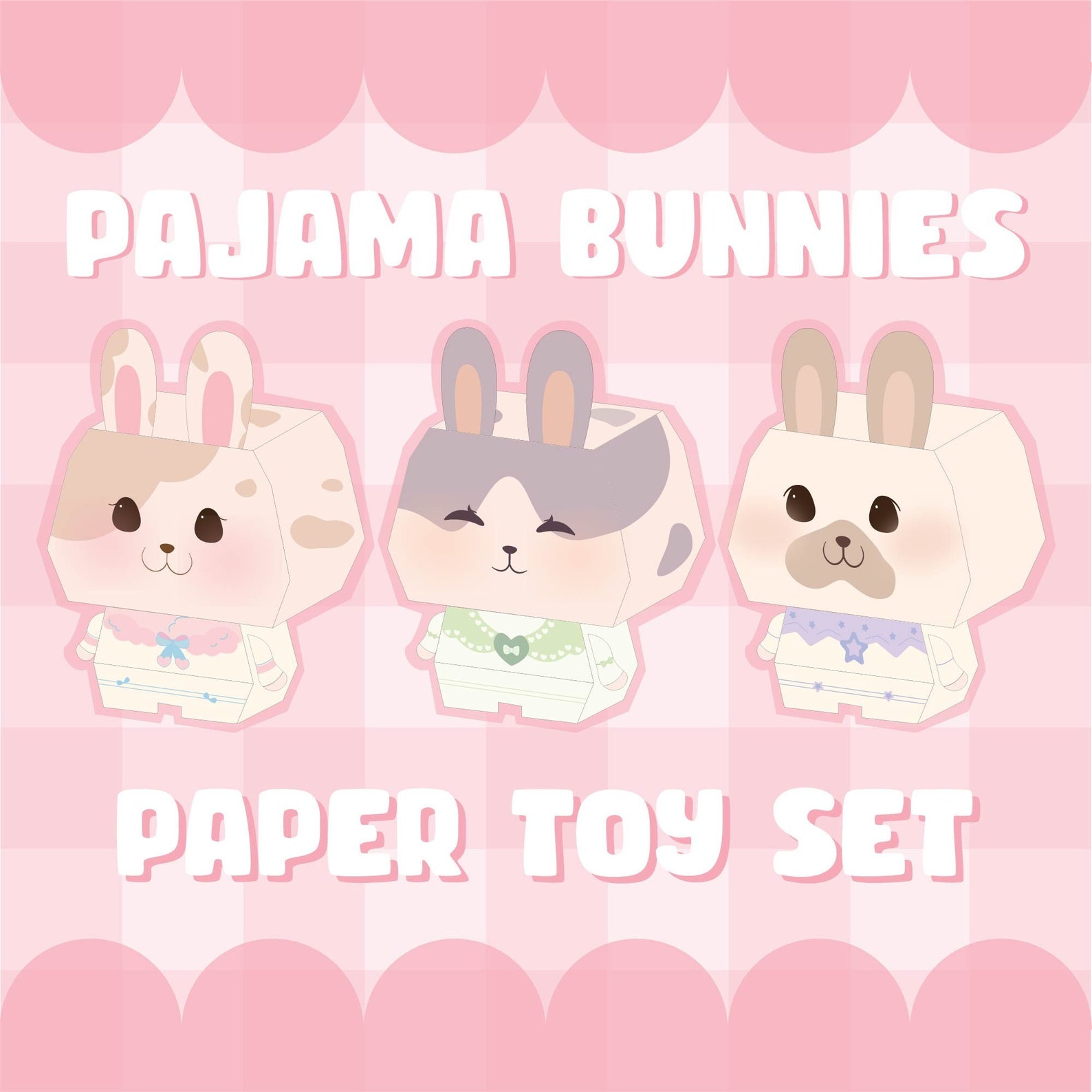 DIY Printable Cutout Bunnies Set of 3, DIY Paper Toy, Digital Printable ...