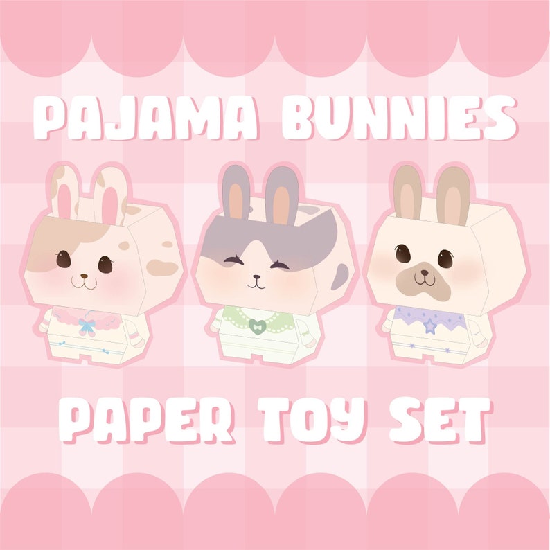 DIY Printable Cutout Bunnies Set of 3, DIY Paper Toy, Digital Printable ...
