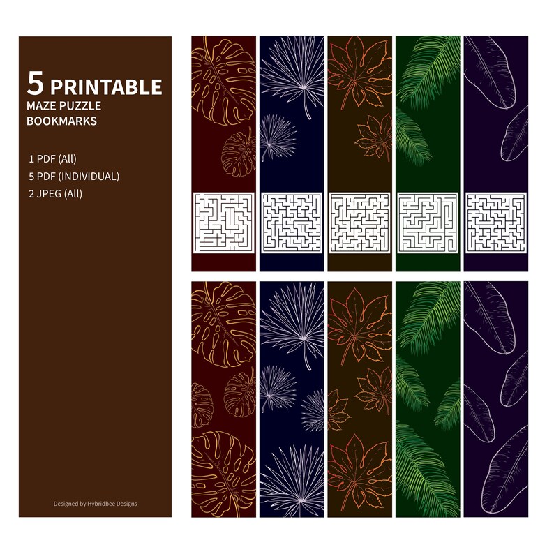 PRINTABLE BOOKMARK SET - Maze Puzzle - Nature Design - Etsy