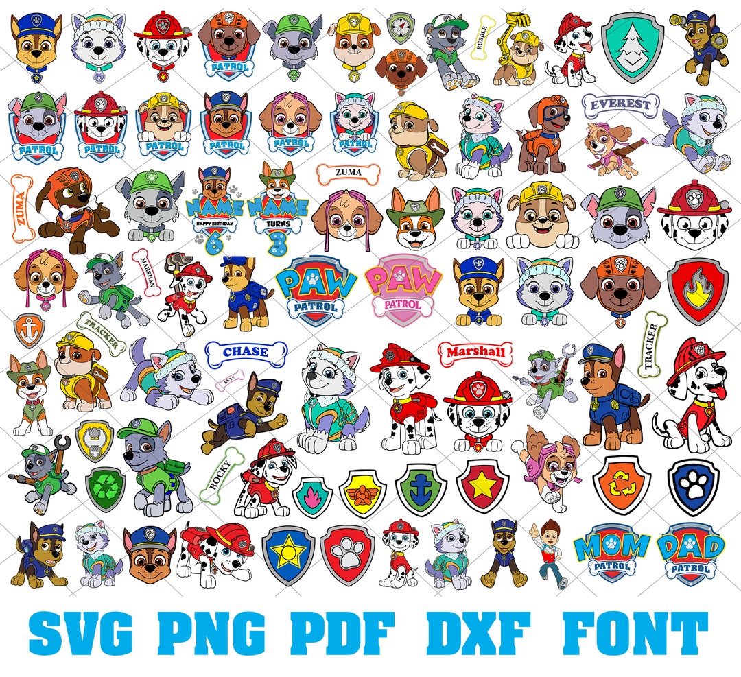 Cartoon Svg, Dog Clipart, Paw Svg, Birthday Svg, Blue Svg - Etsy UK