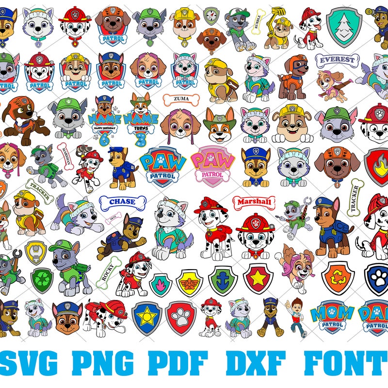 Paw Patrol Characters Pink Svg - Etsy