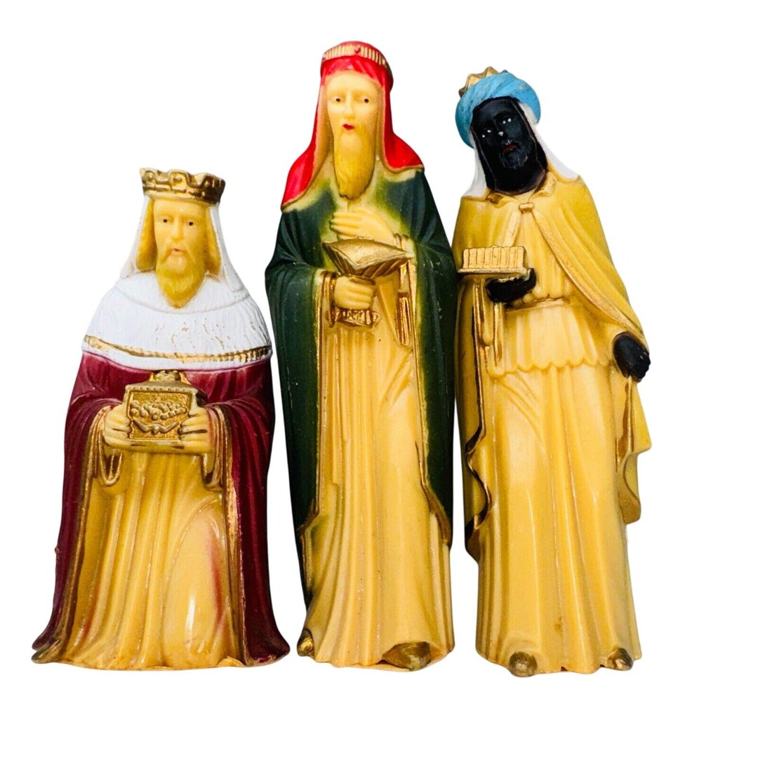 3 Vintage Wise Men Kings Lightweight Plastic 4 Scale Nativity Set ...