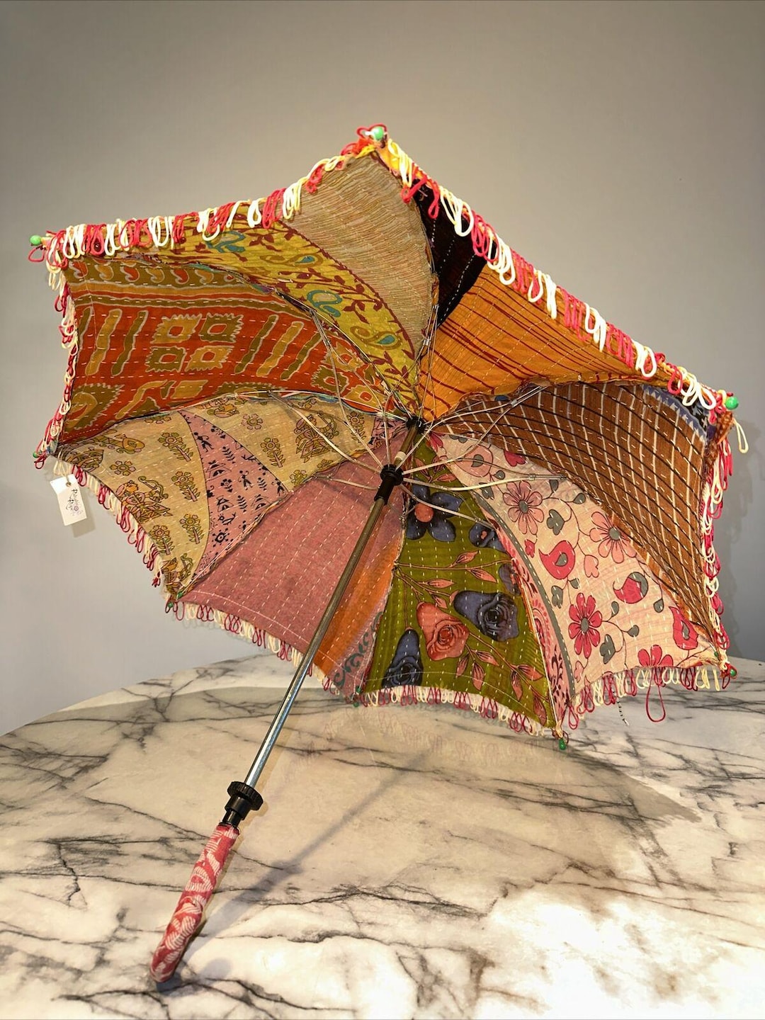 NWT Indian Fabric Umbrella Parasol Decor Hippie Vintage Boho Decor ...