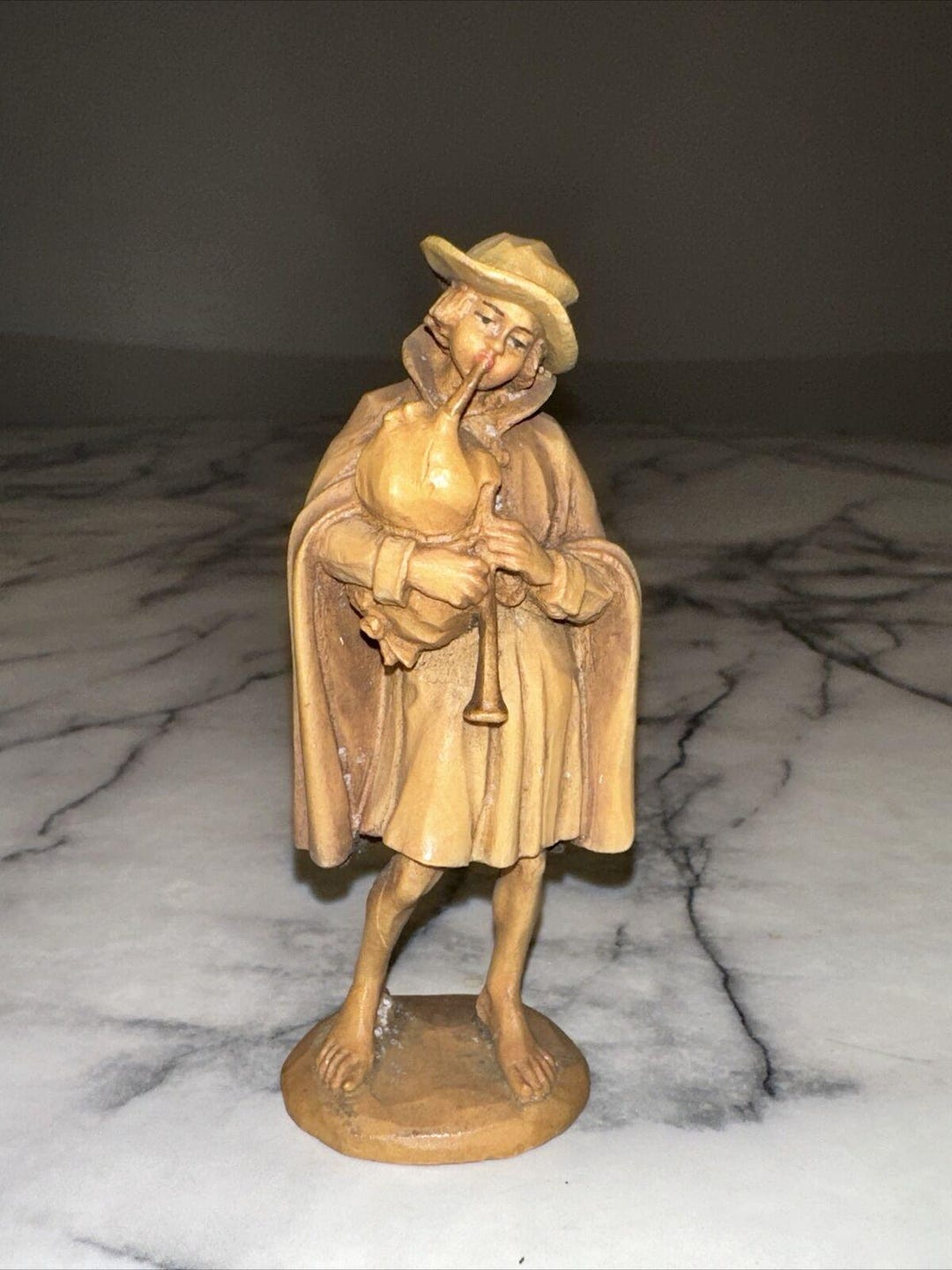 Anri 4 Hand Carved in Italy Shepherd & Bag Pipes Kuolt Nativity Man ...