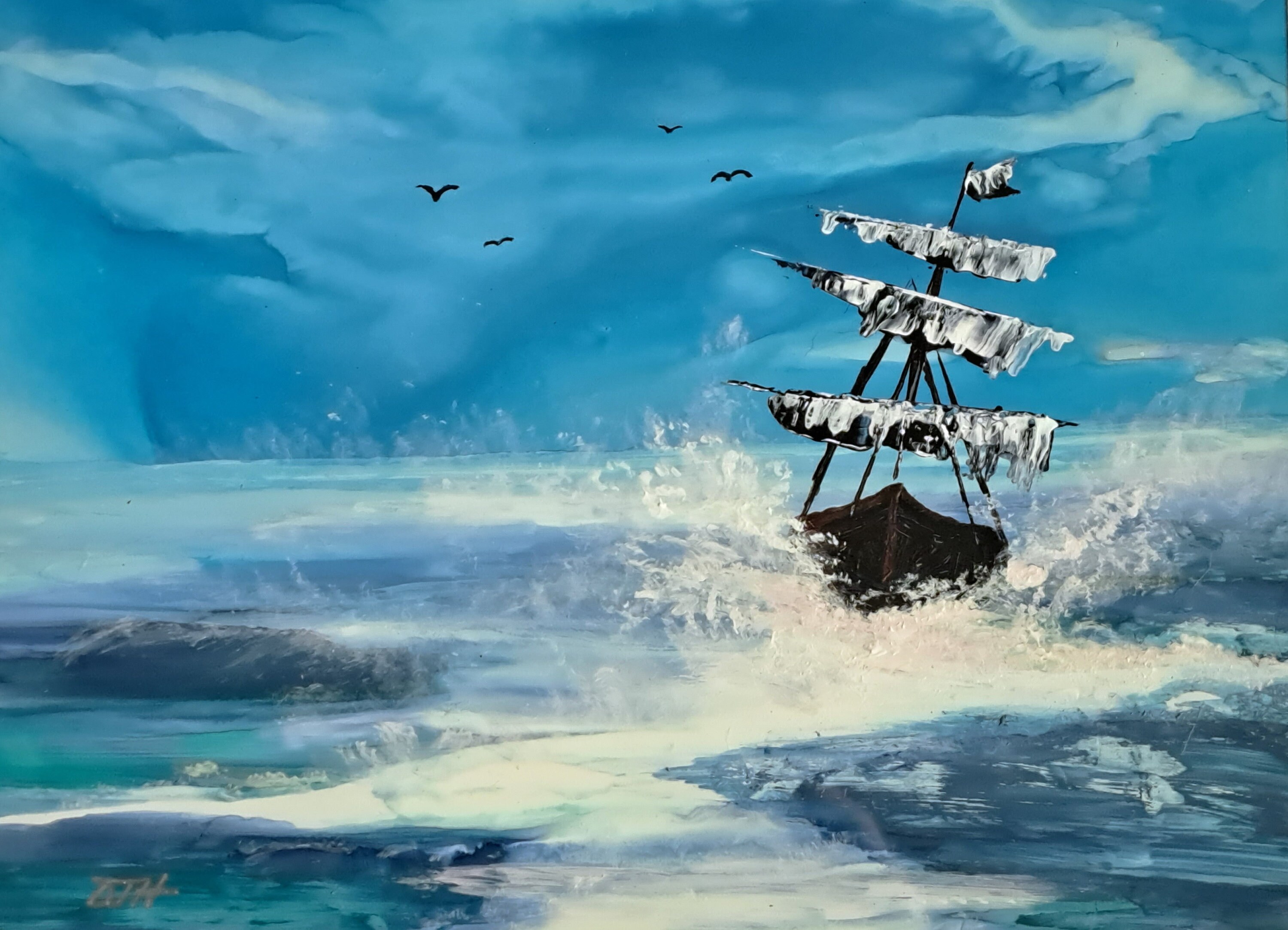 Pirate Ship Painting Abstract
