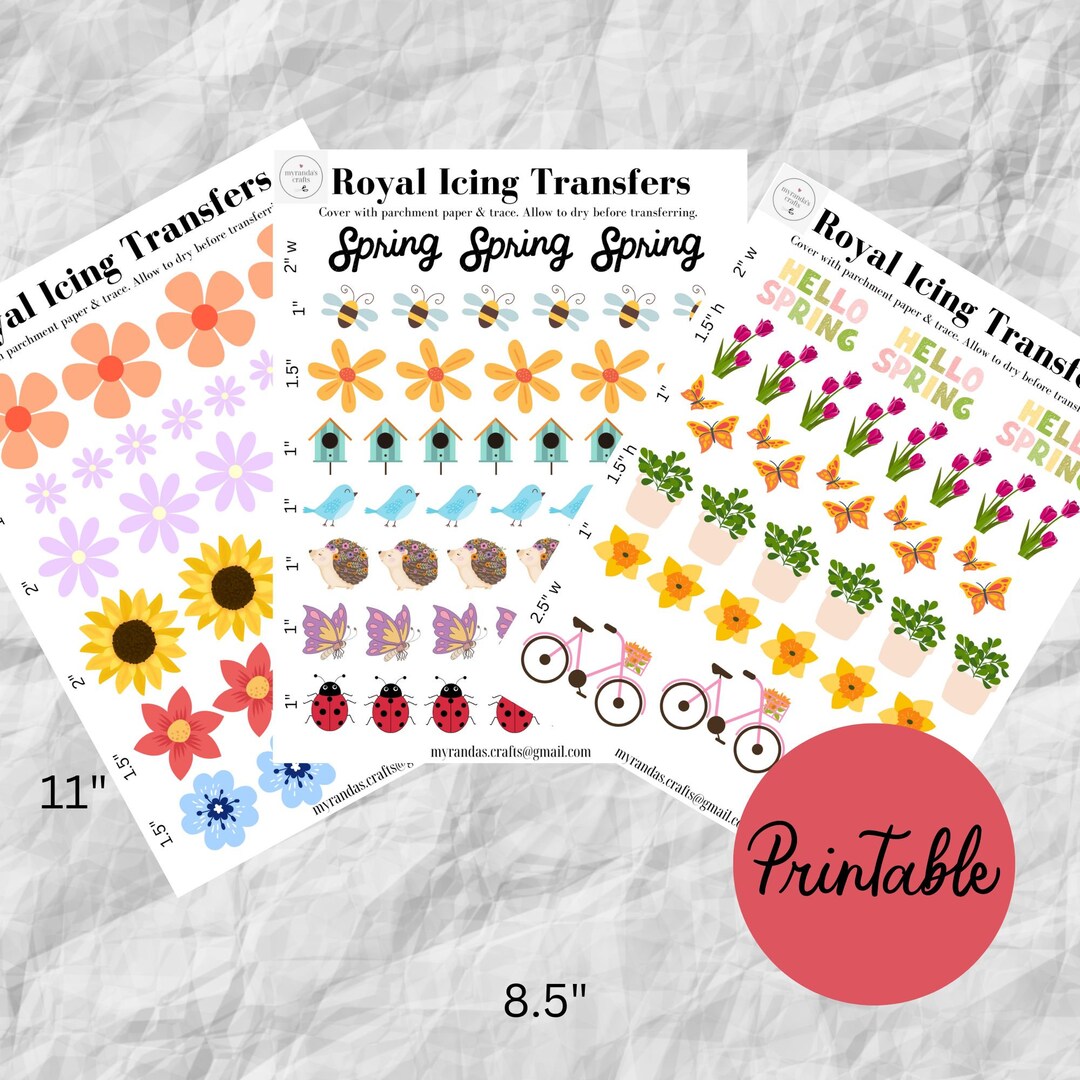 Spring Royal Icing Transfer Sheet, Digital Download, Printable Transfer ...