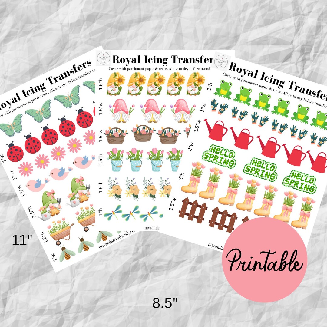 Spring Garden, Royal Icing Transfers, Spring Transfers, Flower ...