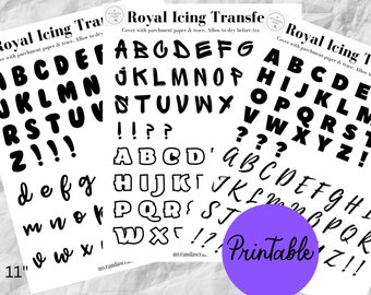 Royal Icing Transfer Letters, Tracing Letters, Digital Download, Fonts ...