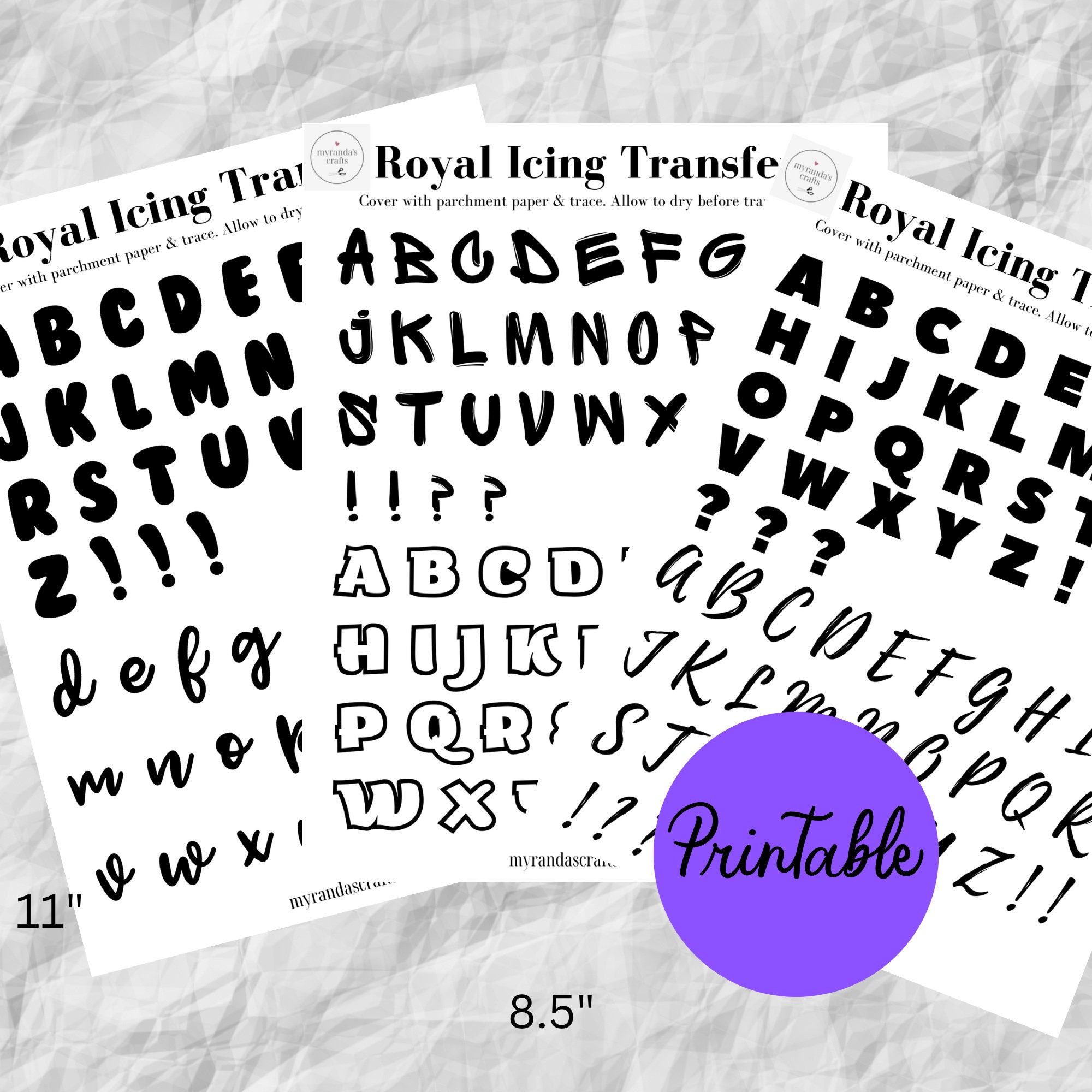 Royal Icing Transfer Letters, Tracing Letters, Digital Download, Fonts ...