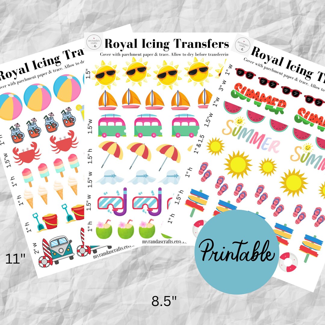 Summer Fun Royal Icing Transfers, Beach Transfers, Fun in the Sun ...